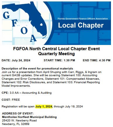 FGFOA North Central Local Chapter Quarterly Meeting