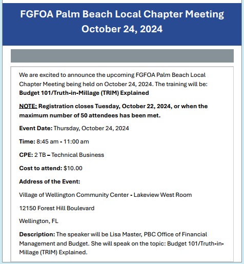 FGFOA Palm Beach Local Chapter Event